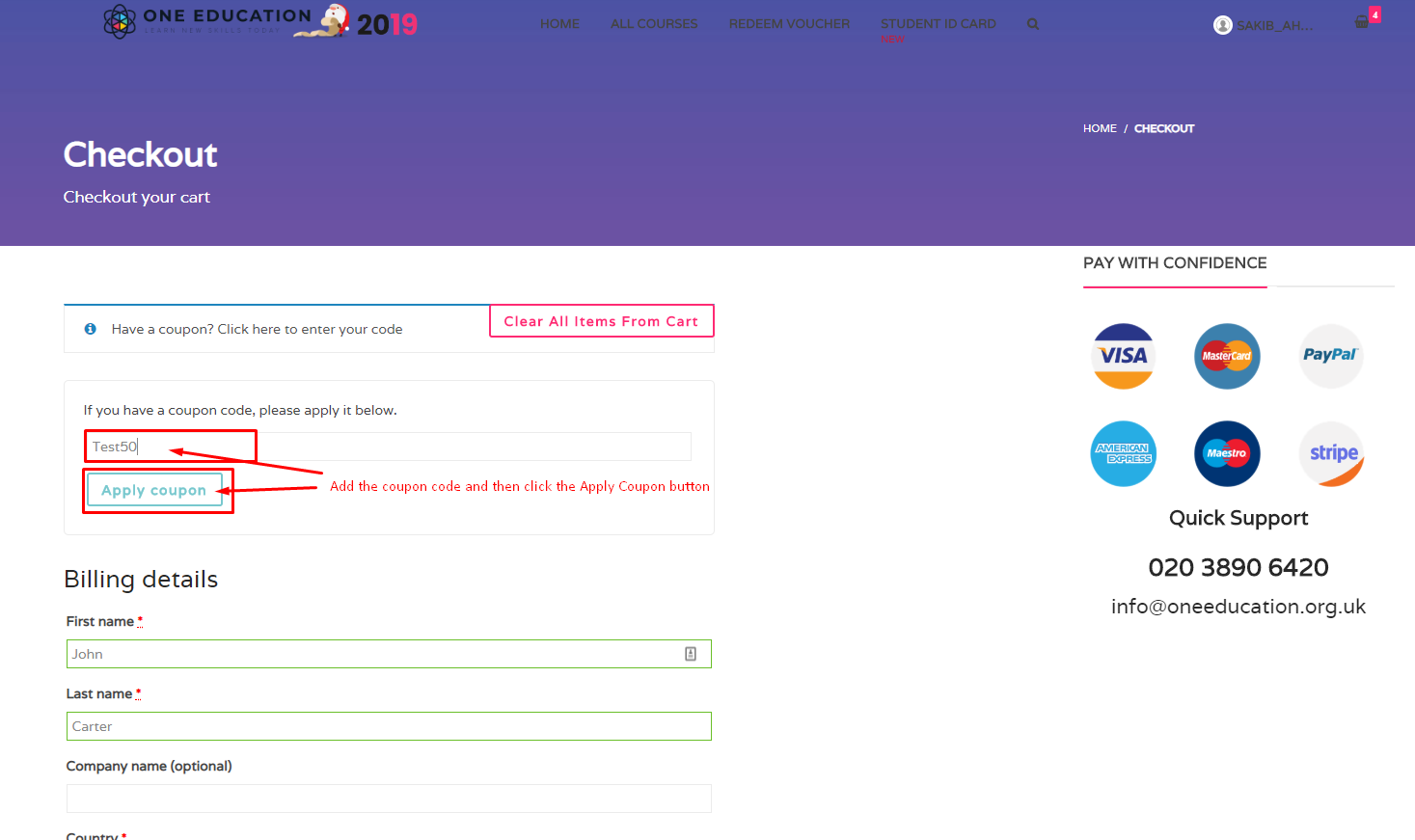 How to Apply Coupon Code? – One Education