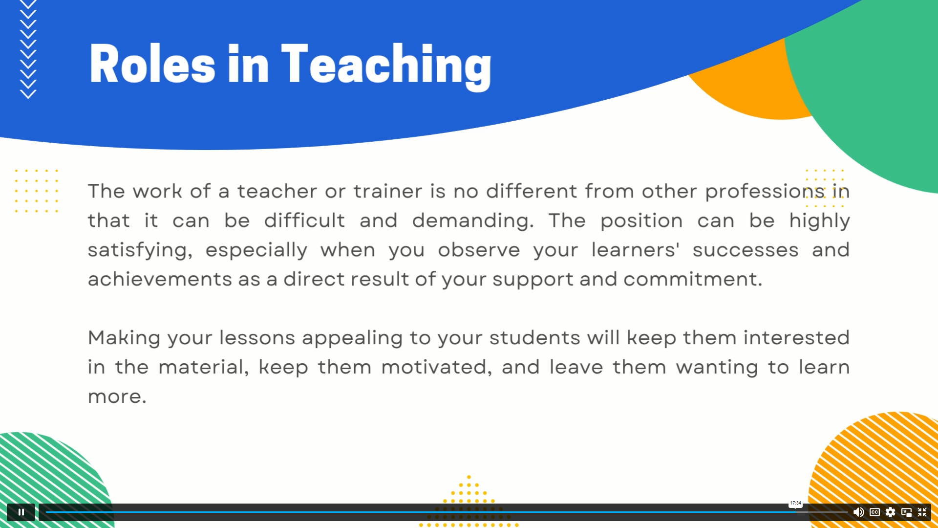 Roles and Responsibilities in Education and Training – One Education